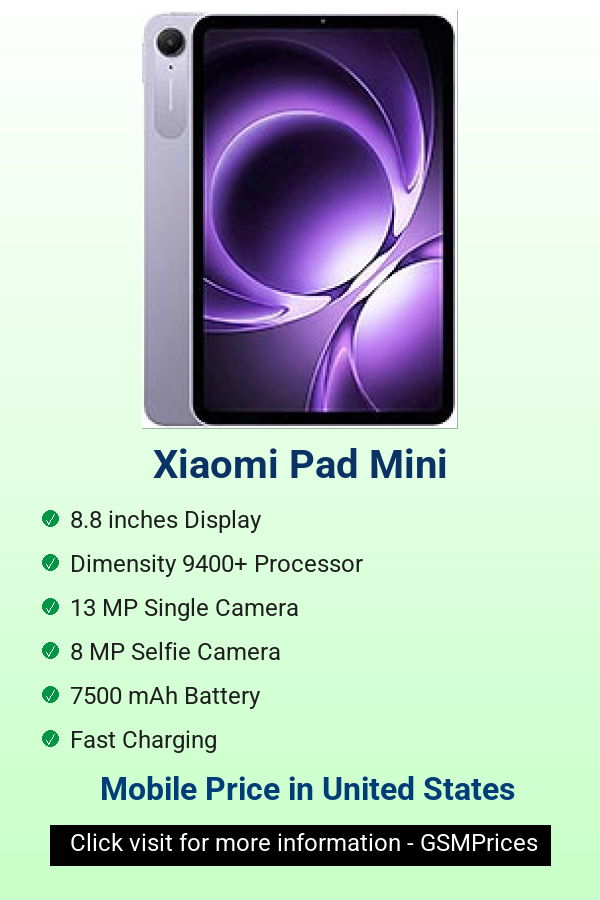 Xiaomi Pad Mini Price in United States & Full Specifications | GSMPrices US